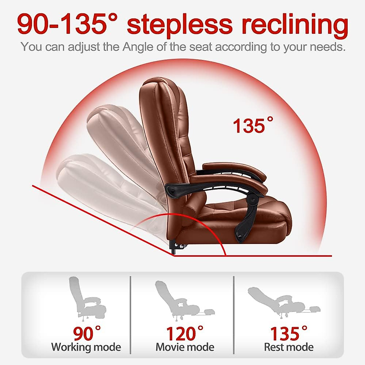 XUEGW Home Computer Chairs Office Chairs Big and Tall Desk Chair Back Support Computer Desk Chair Ergonomic High Back Cushion Lumbar Back Support