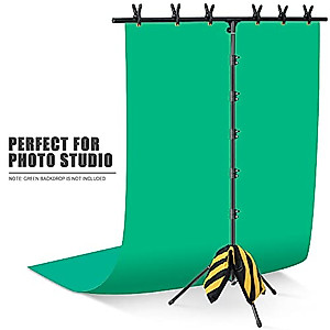 Coliflor T-Shape Portable Backdrop Stand – 8x5.3ft Adjustable Photo Background Stand Kit, Sturdy Small Back Drop Holder with 6 Spring Clamps, Sandbag, Carry Bag for Party, Photography and Video Studio