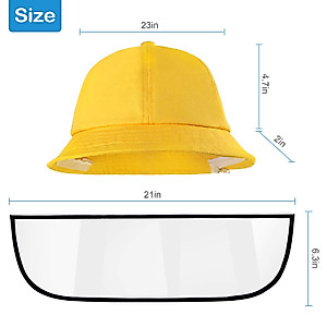 Kids Sun Hats with Removable Full Face Visor,Anti-dust UV Protective Bucket Hat Yellow