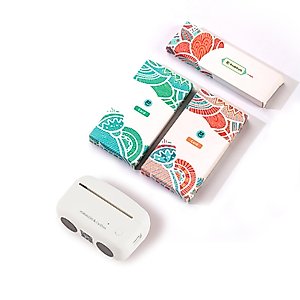FORYAGOO CJ01 Mini Printer - Portable Sticker Printer with 150 Cards Of 3 Types, Thermal Printer Label Maker Inkless Pocket Printer Bluetooth Photo Printer for Work, Life, Study Assistance, Tag Receip