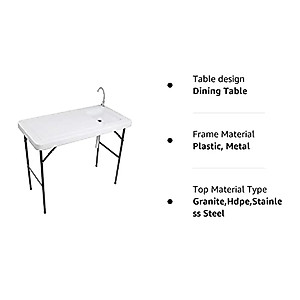 VINGLI Outdoor Folding Fish and Game Cleaning Table w/Sink| Portable & Durable, Standard Garden Connection, Upgraded Drainage Hose, Stainless Steel (Classic)…