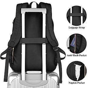 YAMTION Backpack Women Laptop,School Backpack Teen Girls Bookbag with USB for Uni College Students Teacher Business Work,Black