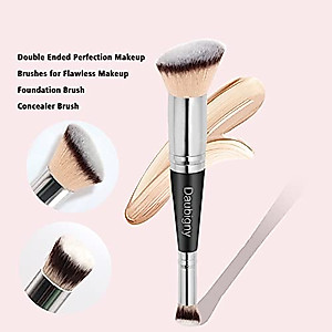 Daubigny Makeup Brushes Dual-ended Angled Foundation Brush Concealer Brush Perfect for Any Look Premium Luxe Hair Rounded Taperd Flawless Brush Ideal for Liquid, Cream, Powder,Blending, Buffing,Concealer