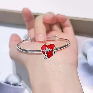 Chili Jewelry Heart Love Heartbeat Charms Electrocardiogram ECG Beads Compatible With Pandora Charms Bracelets