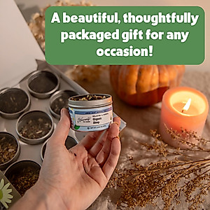 Heavenly Tea Leaves Organic Loose Leaf Herbal Tea Sampler (Approx. 90 Cups of Tea), 9 Naturally Caffeine-Free Tisanes - Great Hot or Iced, Gifts for Her, Health & Immune Support