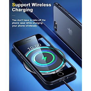 Humixx Shockproof Designed for iPhone SE 2022 Case [8FT Military Grade Drop Protection] [Ultimate Touch Feeling] Translucent Matte Hard Back, Slim Durable Protective Case for iPhone 7/8/SE 4.7" -Black