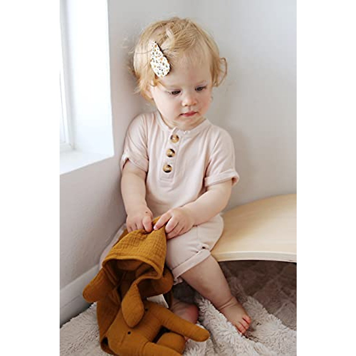 Marlowe & Co Organic Cotton Muslin Lovey Blanket, Organic Cotton Muslin Bunny Security Blanket (Toffee)