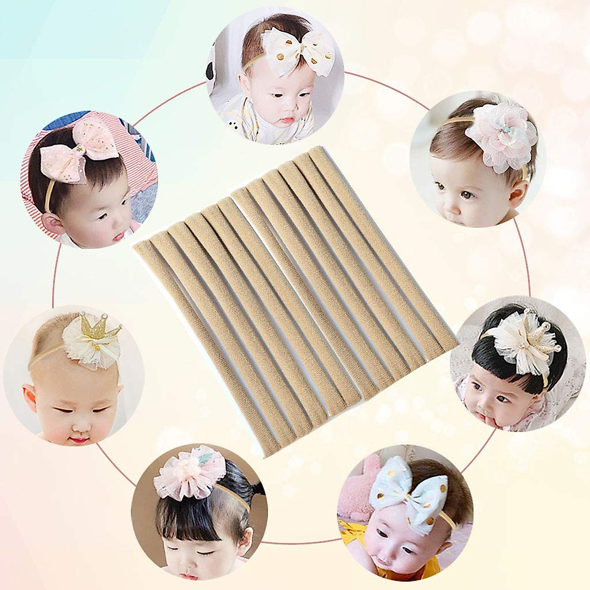 30 Pieces Nylon Headband Elastic Hair Bands for Baby Girl and Kids DIY Hair Accessories (Black +Nude)