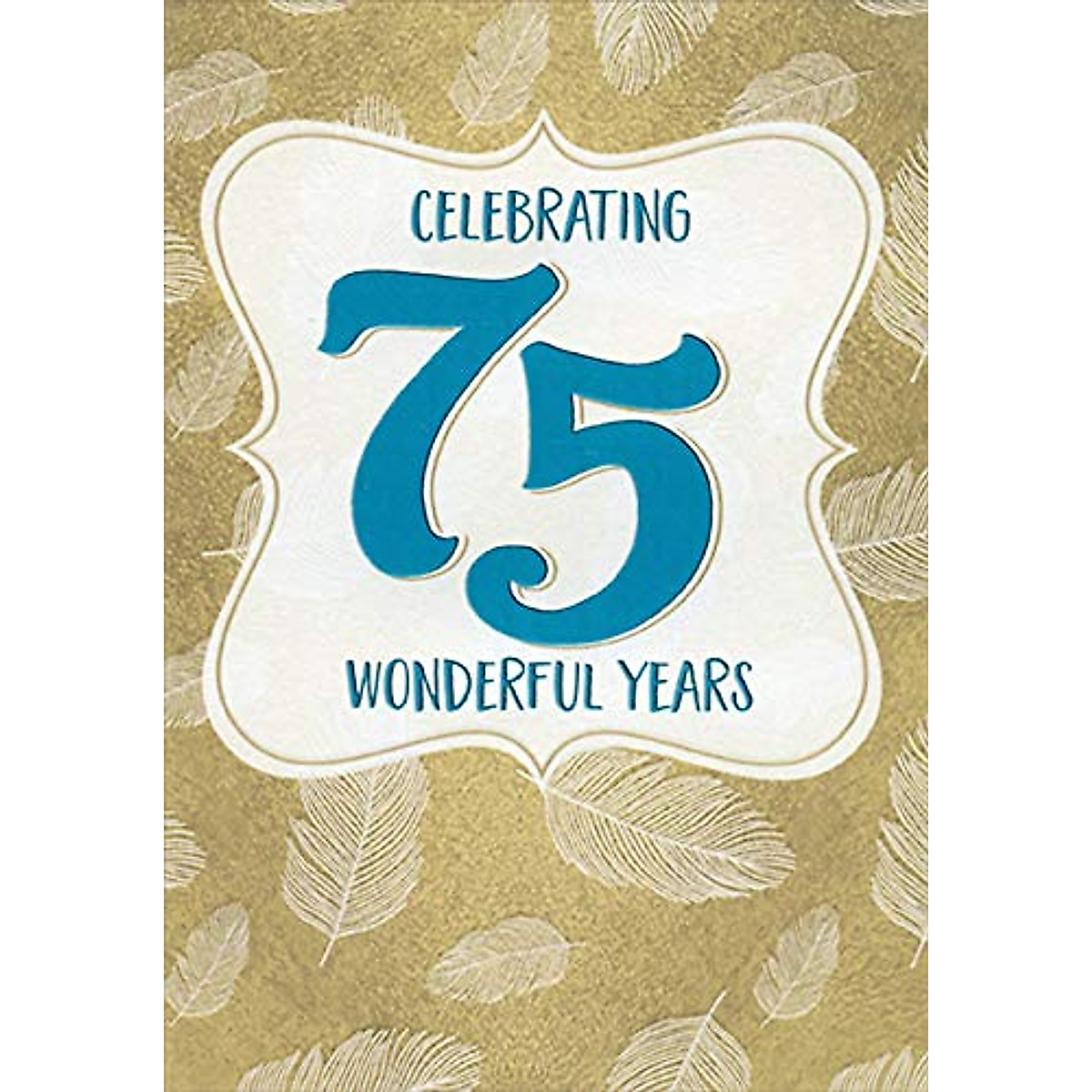 Designer Greetings White Feathers - Celebrating 75 Wonderful Years Age 75 / 75th Birthday Card