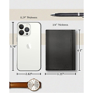 Genuine Leather Wallets For Men - Trifold Mens Wallet With ID Window RFID Blocking,Smooth Black