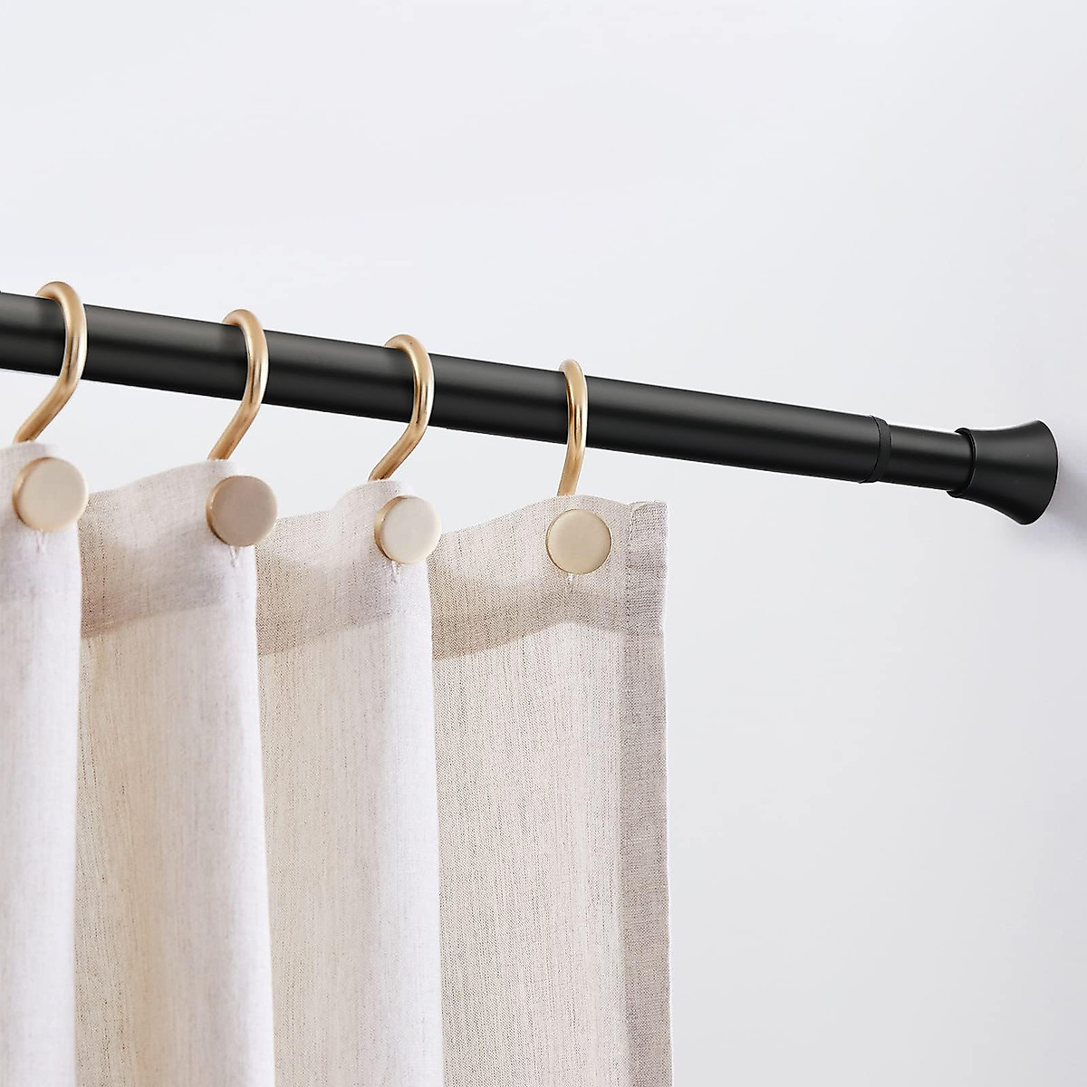 eboatop Tension Curtain Rod - Black Shower Curtain Rod - Adjustable 47 to 56 inch Spring Tension Shower Rod No Drilling Non Slip, Matte Black