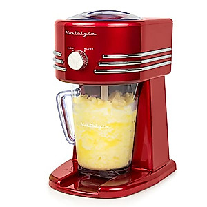 Nostalgia 40-Ounce Frozen Beverage Station Perfect for Slush Drinks, Snow Cones, Margaritas, Daiquiris, Stainless Steel Blades, Cord Storage, Retro Red