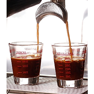 Shot Glasses Measuring cup Espresso Shot Glass Liquid Heavy Glass Wine Glass 2 Pack 26-Incremental Measurement 1oz, 6 Tsp, 2 Tbs, 30ml by TIYOORTA (2 pack red)
