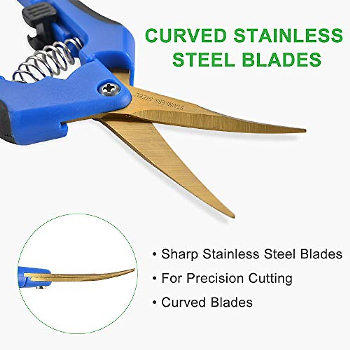 GROWNEER 6 Packs 6.5 Inch Pruning Shears with Curved Blades Trimming Scissors For Cannabis Gardening Hand Pruning Snips Titanium Coated Precision Blades