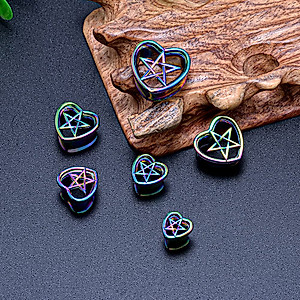 COOEAR 1 Pair Stainless Steel Gauges For Ears Double Flared Piercing Tunnels Notched Plugs Stretchers 0g to 1 Inch.