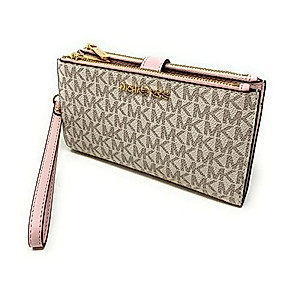 Michael Kors Jet Set Travel Double Zip Wristlet (vanilla softpink)