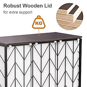 WOWLIVE Laundry Basket with Wheels, 142L Laundry Hamper 3 Section with Lid, Dirty Clothes Hamper with Removable Bags, Large Capacity Iron-Made Laundry Basket Organizer Laundry Sorter for Dorm, Beige