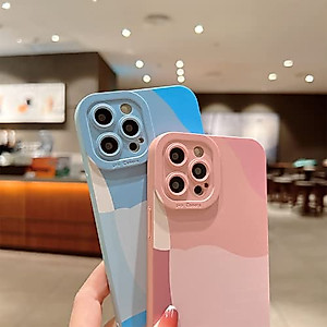 YKCZL Compatible with iPhone 12 Pro Case 6.1 Inch, Cute Painted Art Full Camera Lens Protective Slim Soft Shockproof Phone Case for Women Girl-Pink