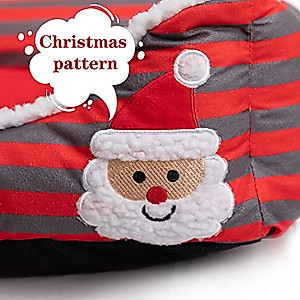 Hollypet Pet Dog Bed Rectangle Plush Dog Cat Bed Self-Warming Pet Bed, Red Claus