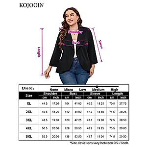 KOJOOIN Womens Plus Size Casual Long Sleeve Blazer Open Front Cardigan Work Office Jacket Suit Blazer Black 4XL