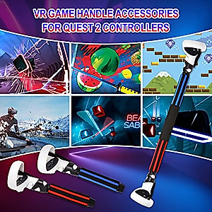 VR Game Dual Handle Extension Grips for Oculus Quest 2 Controllers Playing Beat Saber Game and Long Beat Saber Stick Accessories