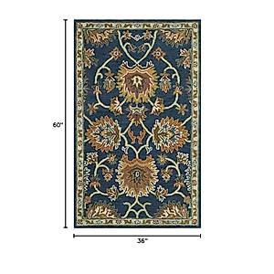 SAFAVIEH Heritage Collection Accent Rug - 3' x 5', Navy, Handmade Traditional Oriental Wool, Ideal for High Traffic Areas in Entryway, Living Room, Bedroom (HG654A)