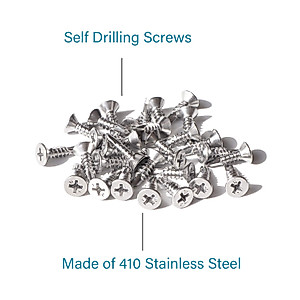 IMScrews 50pcs #8 x 3/4" Stainless Flat Head Phillips Self Drilling Screws, 410 Stainless Steel Full Thread Sheet Metal Tek Wood to Metal Screws