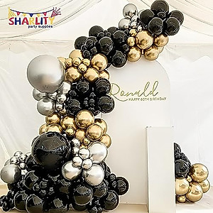 Sharlity Black Balloons, 100 Pcs Black Balloons 12 Inch Black Latex Balloons for Graduation New Year Birthday Anniversary Party Decorations