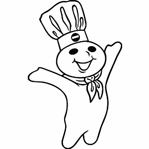 Pillsbury Doughboy Wall Decals for Walls/Pillsbery Dough-Boy Children Cartoon Character Sticker Art/Kitchen Design Cooking Decor/Baking Vinyl Decal Dough Boy Cookies Rolls Chef Size 10x8 inch