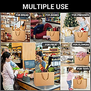 EUSOAR Extra Large Kraft Gift Bags,16"x6"x12" 25 pack Brown Paper Handle Craft Shopping Bags in Bulk, for Retail, Restaurant, Business, Party Favor, Grocery, Boutique, Birthday, Wedding, Baby Shower