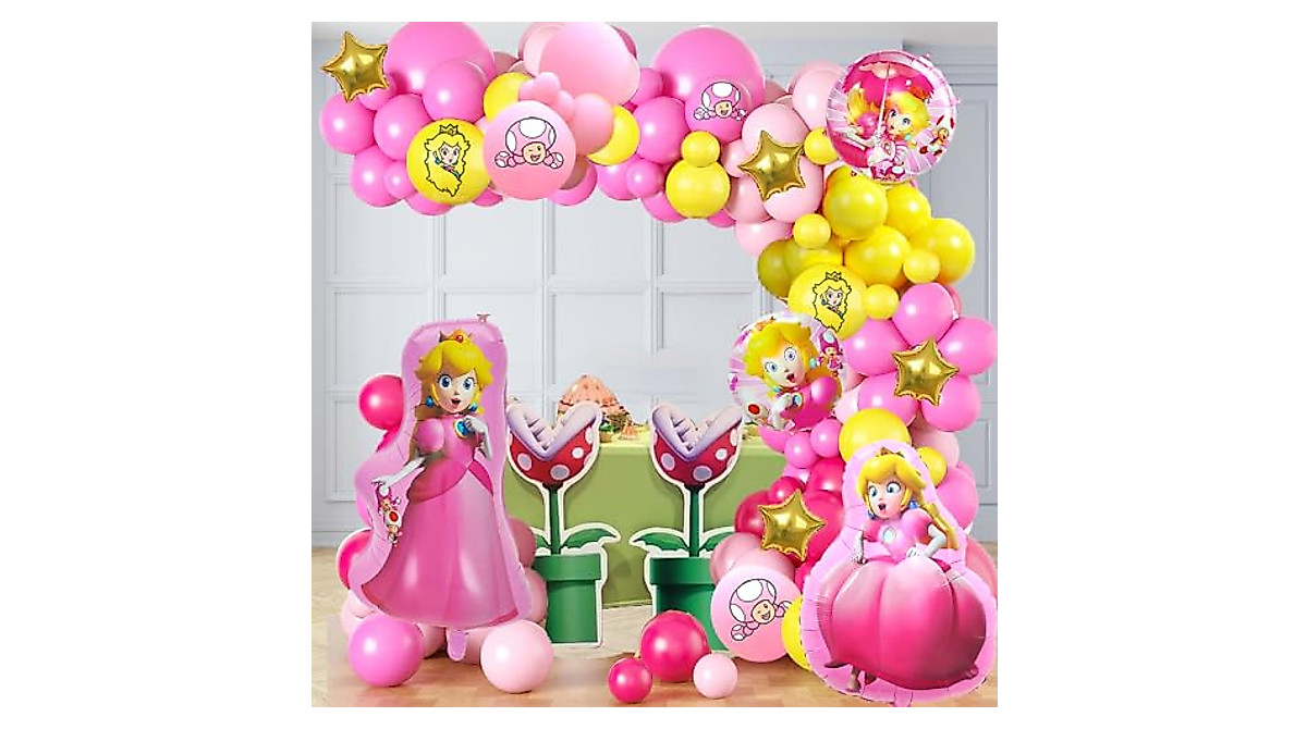 131Pcs Princess Peach Balloon Arch Kit for Parties