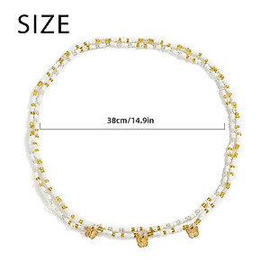 Woeoe Butterfly Waist Beads Gold Bead Belly Chain African Elastic Plus Size Waist Jewelry Body Accessories for Women and Girls