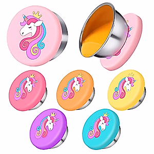 6PCS Kids Condiment Salad Dressing Containers,1.9oz/55ml Reusable Unicorn Small Dip Sauce Ketchup Container Cups with Lids, Kid Toddlers Silicone Mini Bento Lunch Box Accessories for School Lunches