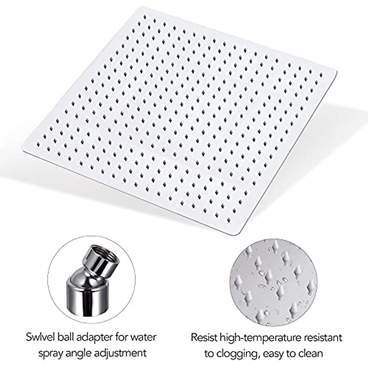 AWARA 16 Inch Rain Shower Head, Square Ultra Thin 304 Stainless Steel High Pressure Shower Head, Large Chrome Polish Rainfall Shower Head Full Body Coverage Modern Waterfall Shower Head