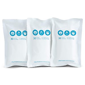 Munchkin® Brica® Clean-To-Go Wipes™ Unscented Hand & Face Baby Wipes, 99% Water Wipes with Chamomile & Aloe, 3 rolls of 30 wipes (total 90 Wipes)