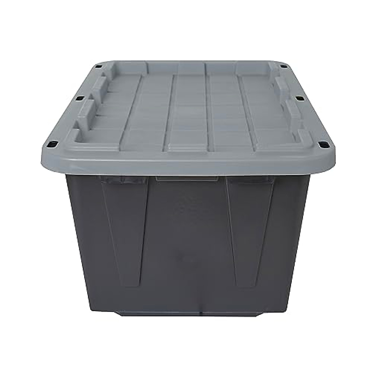 CX BLACK & YELLOW®, 27-Gallon Heavy Duty Tough Storage Container & Snap-Tight Lid, Black and Grey, (14.3”H x 20.6”W x 30.6”D), Weather-Resistant Design and Stackable Organization Tote [4 Pack]