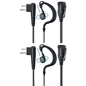 commountain CP200D CLS1410 Earpiece Compatible for Motorola Radios R2 CLS1110 CP100D CP200 CP185 BPR40 BPR40D DTR700 DTR650 RDU4100 RDU4160D RMU2040 RMU2080D CLS CP, G Earhook Headset Ear Piece-2 Pack