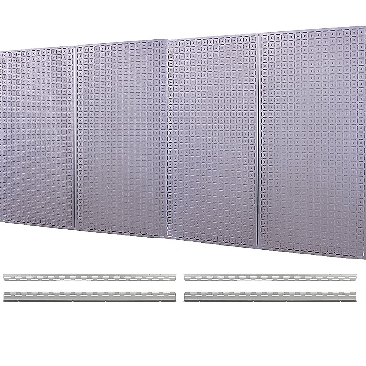 OmniWall 16" x 32" Metal Pegboard Panel 4-Pack for Garage & Home Wall Storage Organization System (Silver)