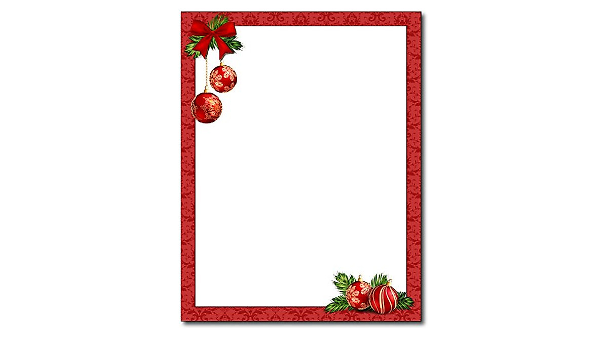 Festive Red Christmas Bulbs Stationery - 80 Sheets