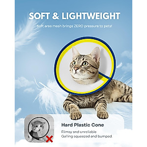 MIDOG Cat Cone, Protective Adjustable Pet Cone Collar for After Surgery, Soft Cat Recovery Collar to Stop Licking Wounds, Comfortable Lightweight E-Collar for Cat Kitten, Not Block Vision (Yellow, M)
