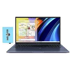 ASUS VivoBook 17X Business Laptop 17.3" FHD IPS Display (AMD Ryzen 5 5600H 6-Core 3.30GHz, 16GB RAM, 1TB PCIe SSD, AMD Radeon, Fingerprint, WiFi 6, BT 5.2, Webcam, Win 11 Home) w/Dockztorm Dock