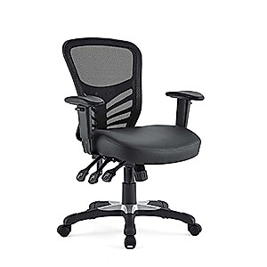 Modway Articulate Mesh Office Chair with Fully Adjustable Vegan Leather Seat In Black