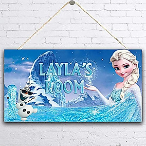 Customized Frozen Gift for Girls, Personalized Frozen Toys for Girls, Decor for Baby Room, Personalised Name Wall Art Sign, Christmas Gifts, Wooden Plaques Girl Name Hanging Décor (Frozen-3)
