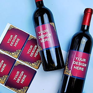 4 x 3-1/3 inch Glossy White Waterproof Wine Bottle Labels, 120 Labels Printable Blank Rectangle Labels,Oil-Resistant Rectangle Vinyl Wine Labels for Inkjet/Laser Printer