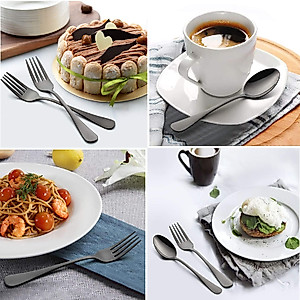 LIANYU Black Silverware Flatware Set for 12, 60-Piece Stainless Steel Cutlery Set Includes Knives Spoons Forks, Mirror Finished, Dishwasher Safe