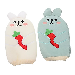 KOMBIUDA Exfoliating Gloves 2pcs Cartoon Bath Towel Loofah Hand Towel Plant Fibres Child Body Scrub Gloves