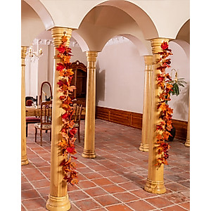 DuHouse 7Pack Fall Maple Leaves Garland 6Ft Hanging Artificial Fall Garland Autumn Leaves Vine for Halloween Thanksgiving Christmas Home Outdoor Decoration