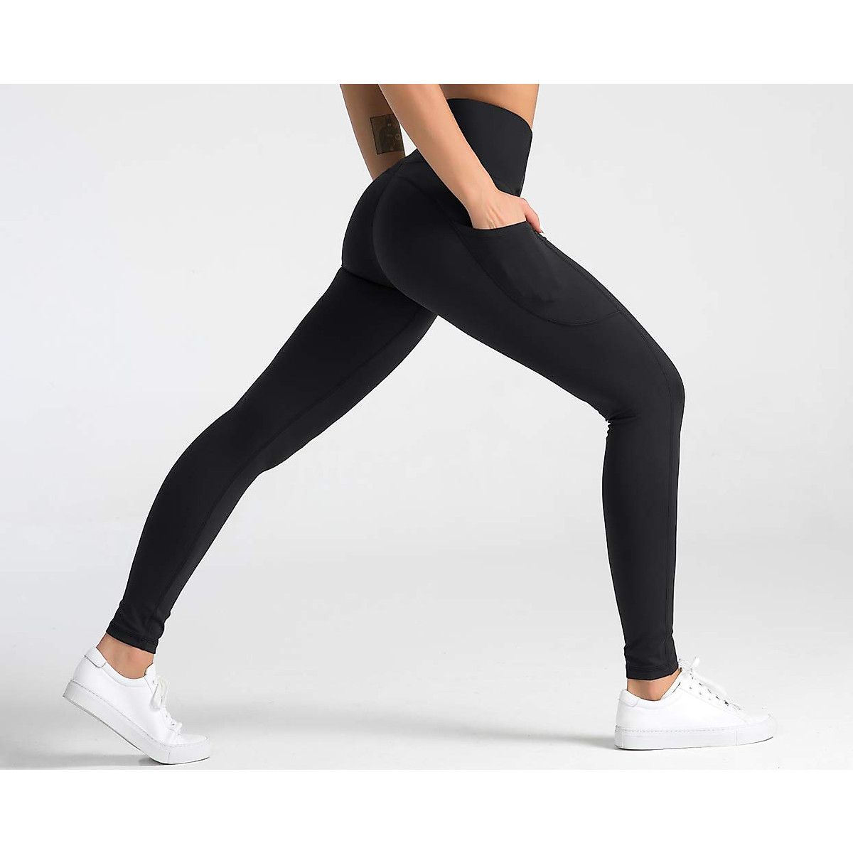 Dragon Fit High Waist Yoga Leggings with 3 Pockets,Tummy Control Workout Running 4 Way Stretch Yoga Pants Black, M