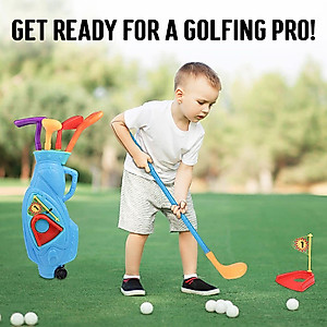 High Bounce Kids Golf Clubs, Toddler Golf Set, 2 Golf Carts, 3 Golf Clubs, 1 Practice Hole, and 6 Balls, for 2+ Year Old Boys and Girls - Toddler Golf Play Set, Mini Golf Game, Outdoor Sports Toy
