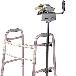 MABIS Walker Platform Attachment With Adjustable Padded Cuff, No Tools Needed, Attaches to Most Walkers, FSA and HSA Eligible, Made of Lightweight Aluminum, Silver